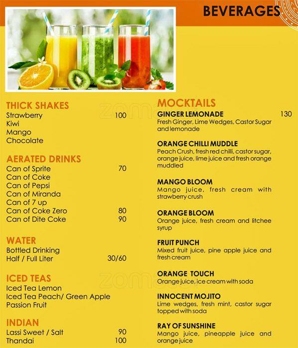 Menu at Urban Solace, Bengaluru