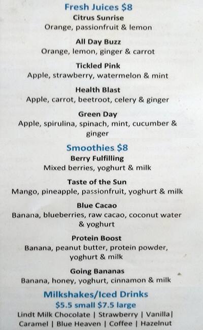 Menu at Aqualink Cafe, Box Hill
