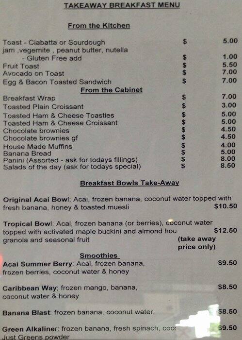 Menu at Alimentari Bar E Trattoria, Brisbane City