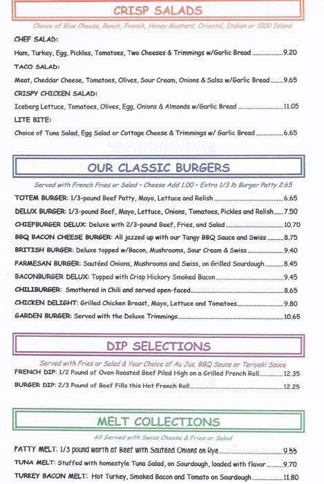 Carta del restaurante Totem Family Dining, Everett