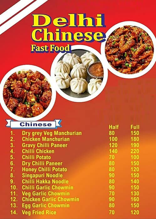 Menu at Delhi Chinese Fast Food, New Delhi