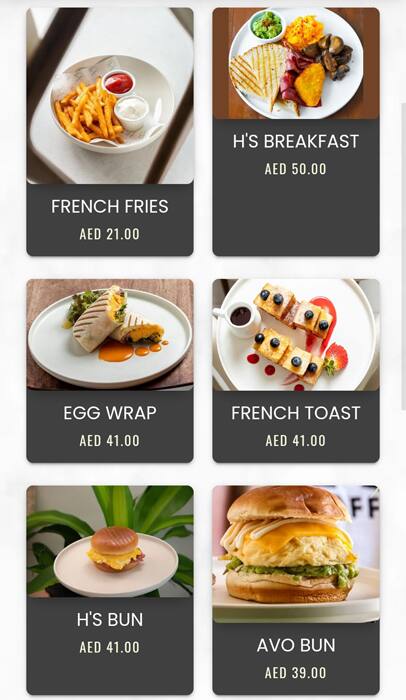 Menu of H's Coffee, Al Khalidiya, Abu Dhabi