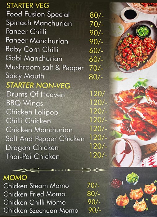 Menu of Food Fusion, Electronic City, Bangalore