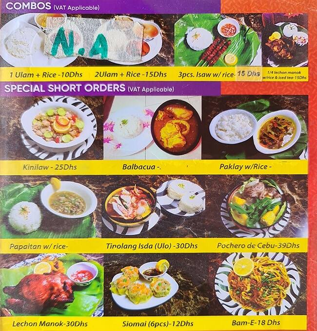 Menu at Authentic Angels Bisaya Restaurant, Dubai, 13 B St