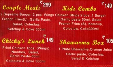 Menu at Chicky's, Bengaluru