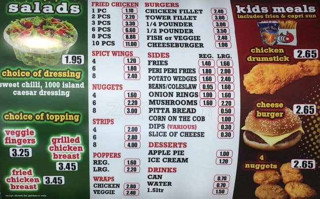 Menu at Chicken Express fast food, London, 57 Newington Green