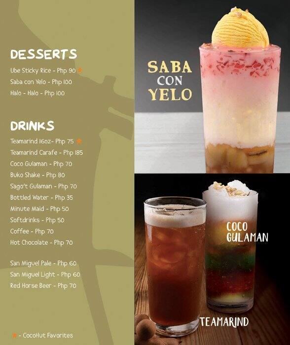 Menu at Coco Hut restaurant, Taguig