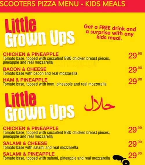 Speisekarte von Zebro's restaurant, Kapstadt, Shop 1