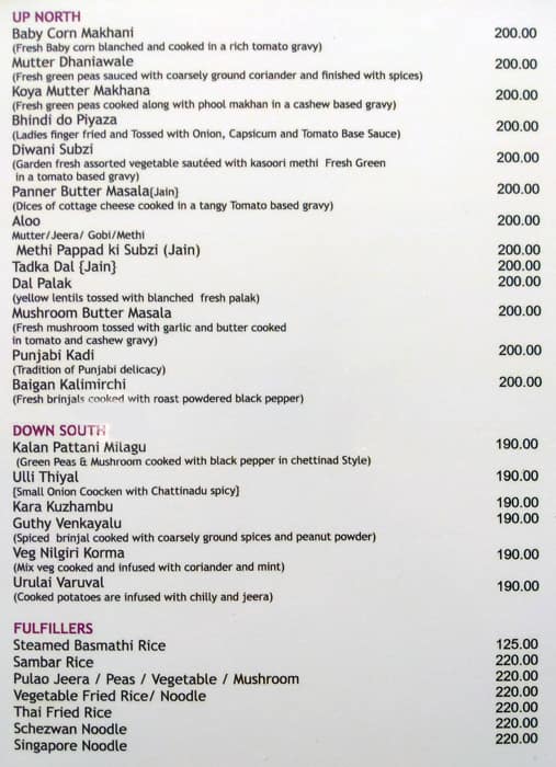 Menu at Olives, Chennai, Deccan Plaza