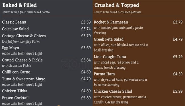 Spud U Like Menu, Menu for Spud U Like, Trafford Park, Manchester ...