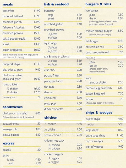 Menu at Largs Bay Kiosk fast food, Largs Bay