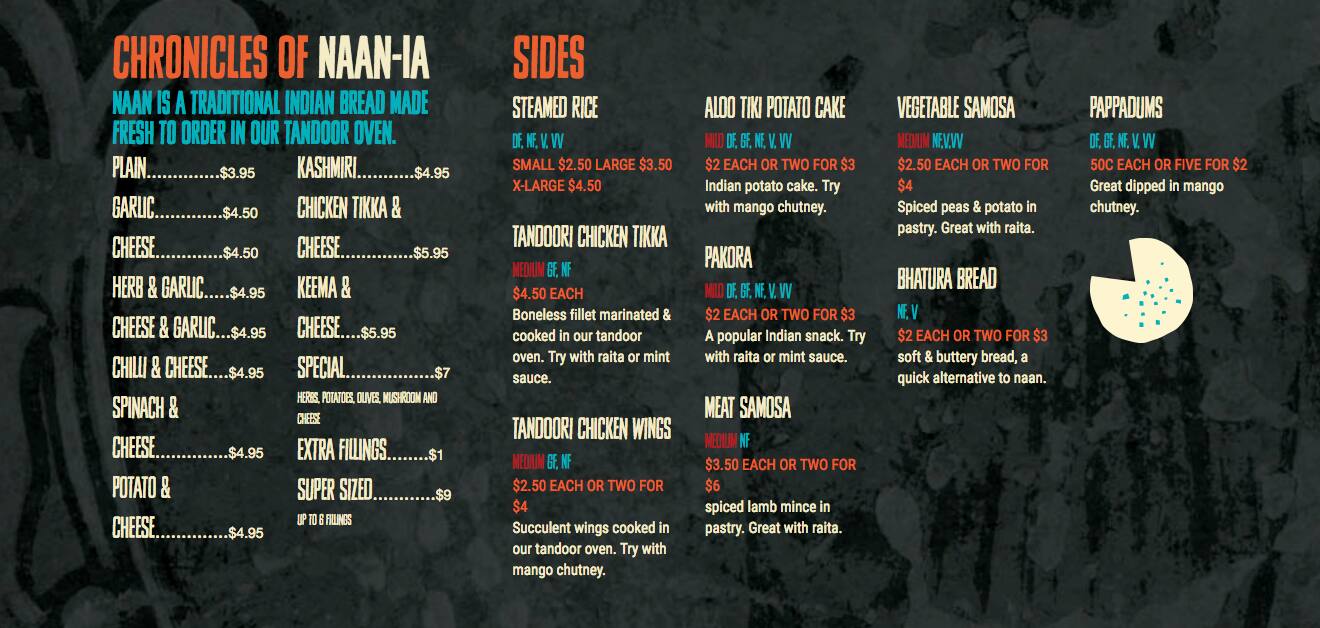 Menu at Miss India Carindale fast food, Mount Gravatt East