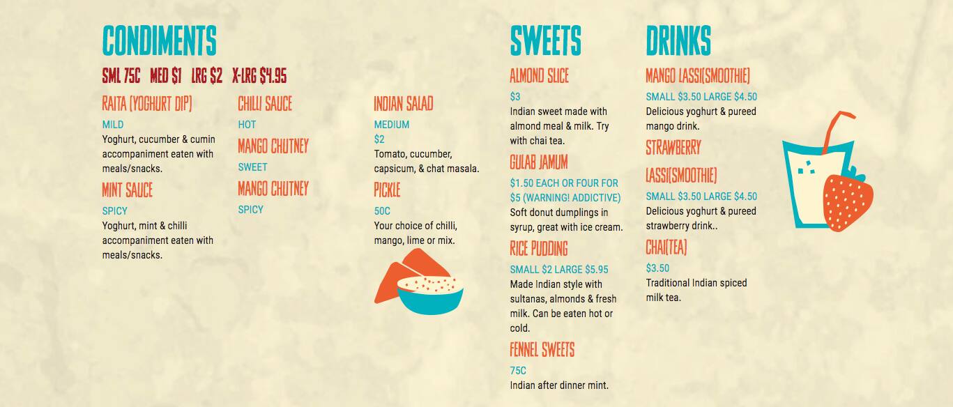 Menu at Miss India Carindale fast food, Mount Gravatt East