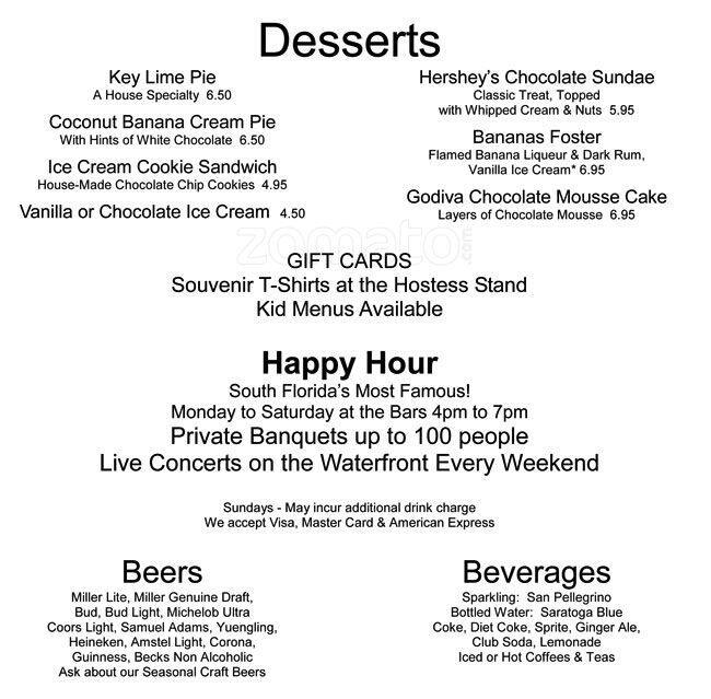 Menu at Banana Boat restaurant, Boynton Beach