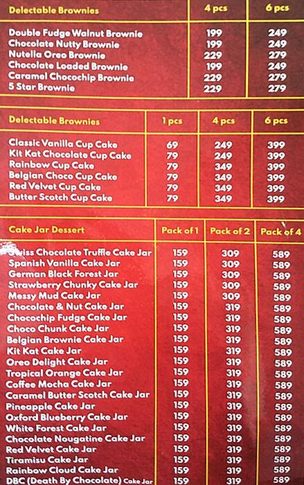 Menu at Baker Lounge Bakery & Cafe - Eggless Online Cake Delivery Noida ...