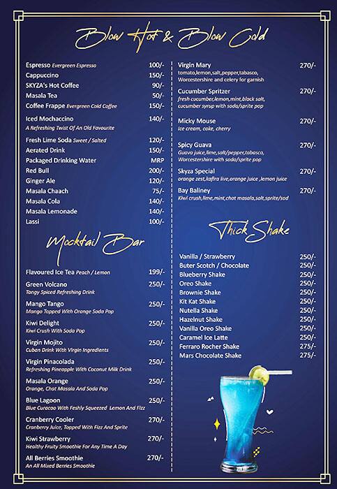 Menu at SKYZA Rooftop Lounge, Jaipur