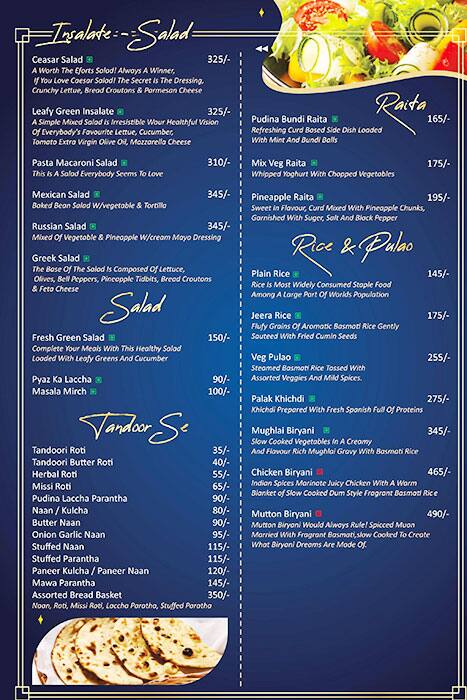 Menu at SKYZA Rooftop Lounge, Jaipur