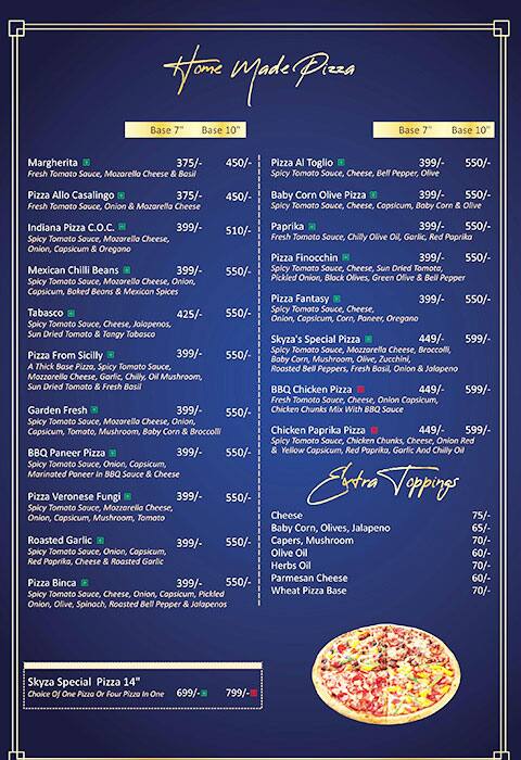 Menu at SKYZA Rooftop Lounge, Jaipur