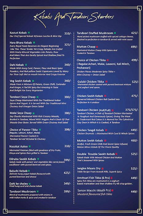 Menu at SKYZA Rooftop Lounge, Jaipur