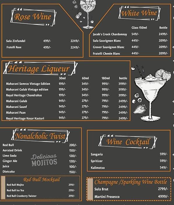 Menu at SKYZA Rooftop Lounge, Jaipur