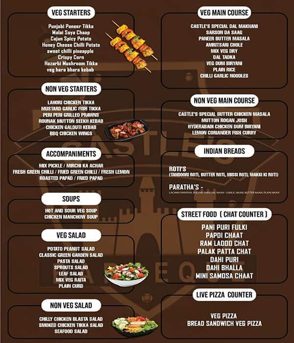Menu of Castle's Barbeque, Netaji Subhash Place, New Delhi