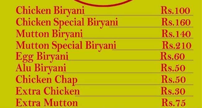 Menu of Biryani Junction, Jadavpur, Kolkata