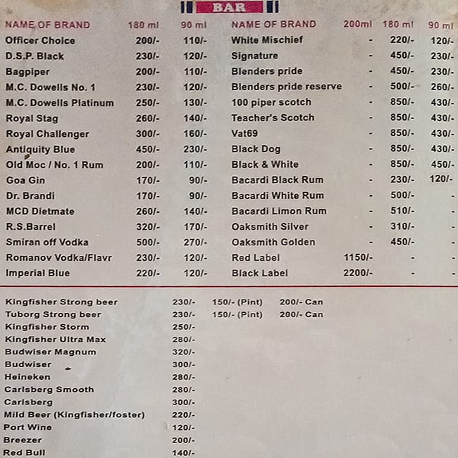 Menu at Babbi Da Dhaba, Kanhe