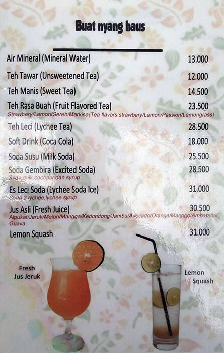 Menu at AJAG IJIG restaurant, Jakarta, Jl. Ir. H. Juanda No.14