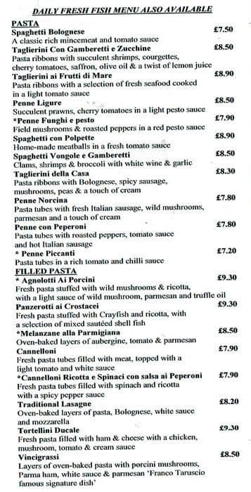 Menu at Lido Restaurant, Edinburgh