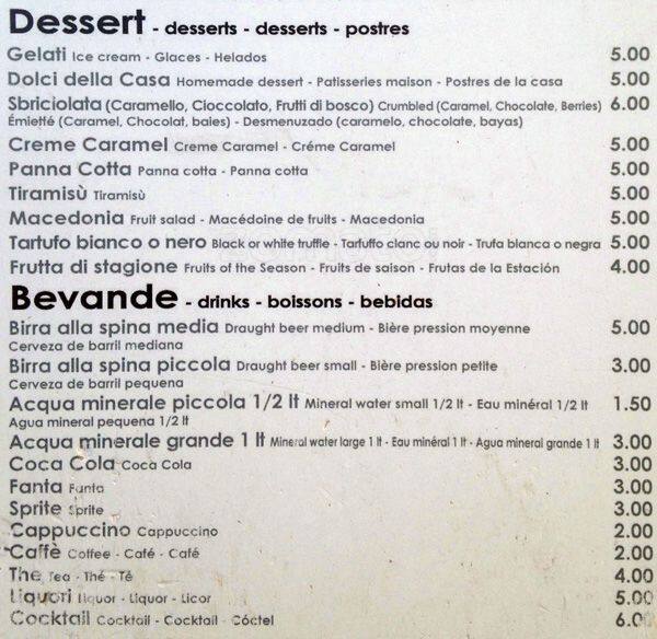 Menu at Francesco 1° Ristorante, Rome
