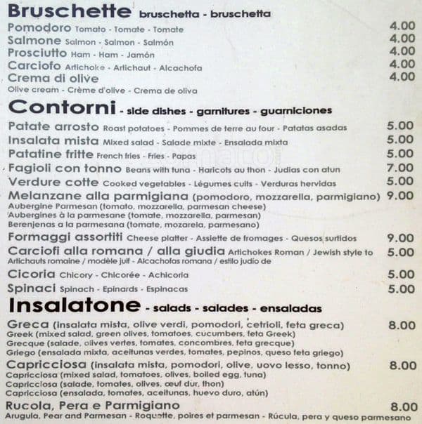 Menu at Francesco 1° Ristorante, Rome