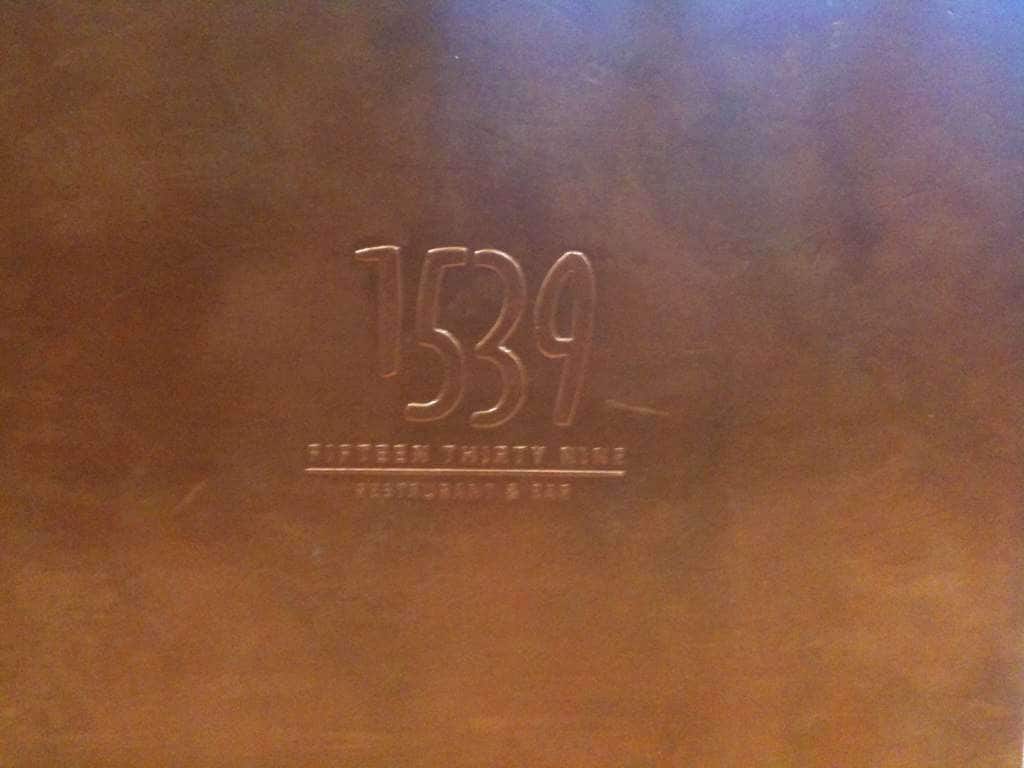 Menu at 1539 Restaurant, Chester