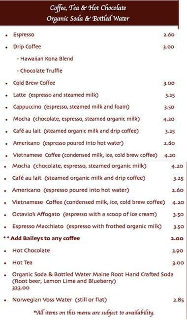 Menu at Chocolate Secrets pub & bar, Dallas