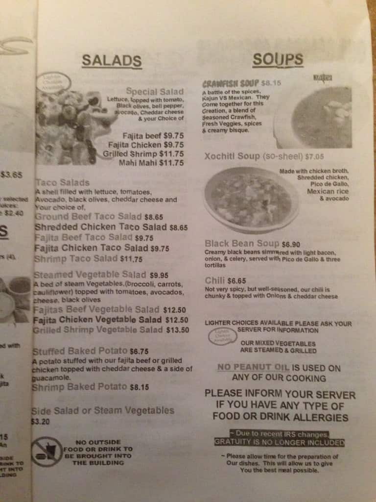 Menu at La Casa Mexican Restaurant - Cut Off, Cut Off