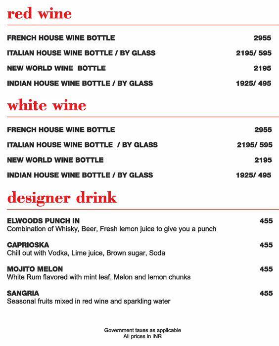 Menu at RBG - Park Inn By Radisson, New Delhi, A1