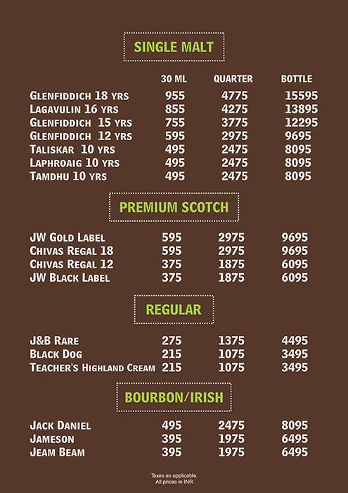 Menu at RBG - Park Inn By Radisson, New Delhi, A1