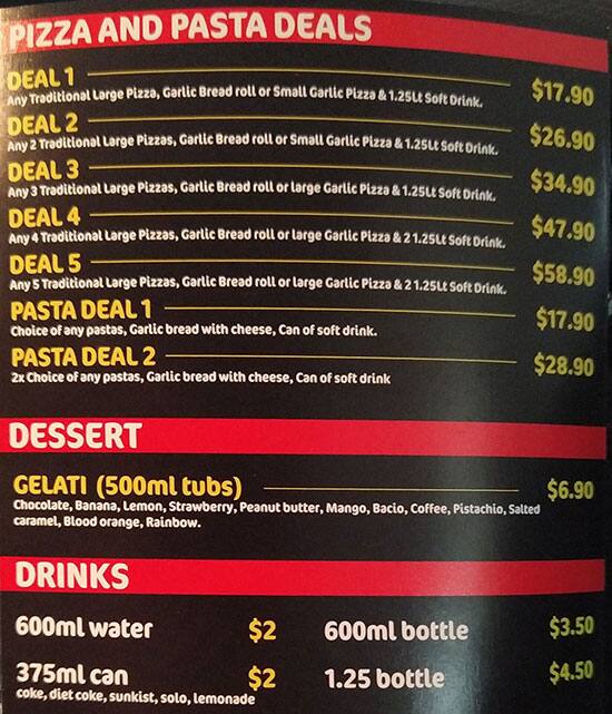 Menu at Two Brothers Frankston pizzeria, Frankston