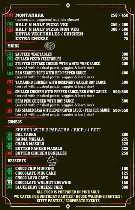 Menu at The Pink Salt, Jaipur