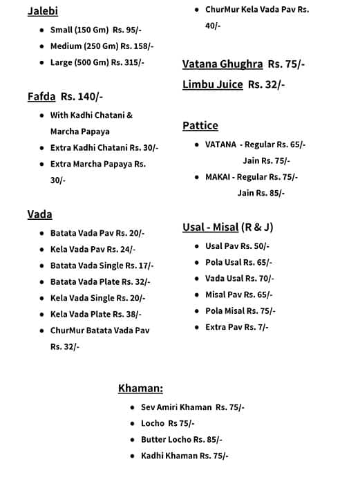 Menu of Veeru's - Snacks and More, Matunga East, Mumbai