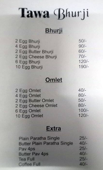 Menu of Tawa Bhurji, Marol, Mumbai