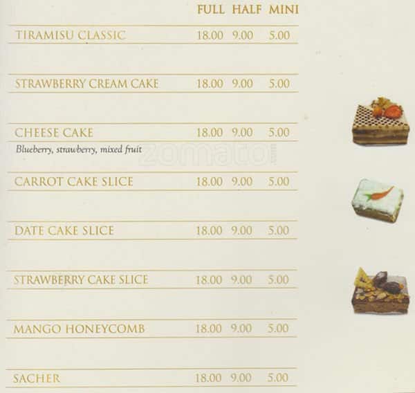 Menu at Gateaux desserts, Dubai, Al Sahab Tower
