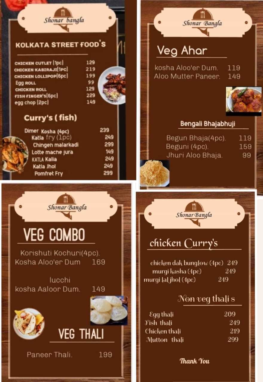Menu of Shonar Bangla, Vasai, Mumbai