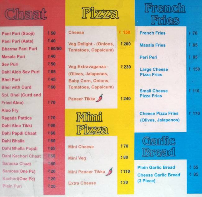Menu at Bombay Chowpaty Kulfi, Bengaluru, 41/B