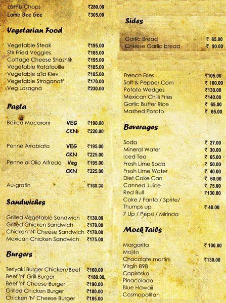 Menu at 898 The Italian Corner, Bengaluru, 898, Ground Floor, 80 Feet ...