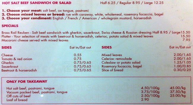 The Brass Rail Menu, Menu for The Brass Rail, Marble Arch, London ...