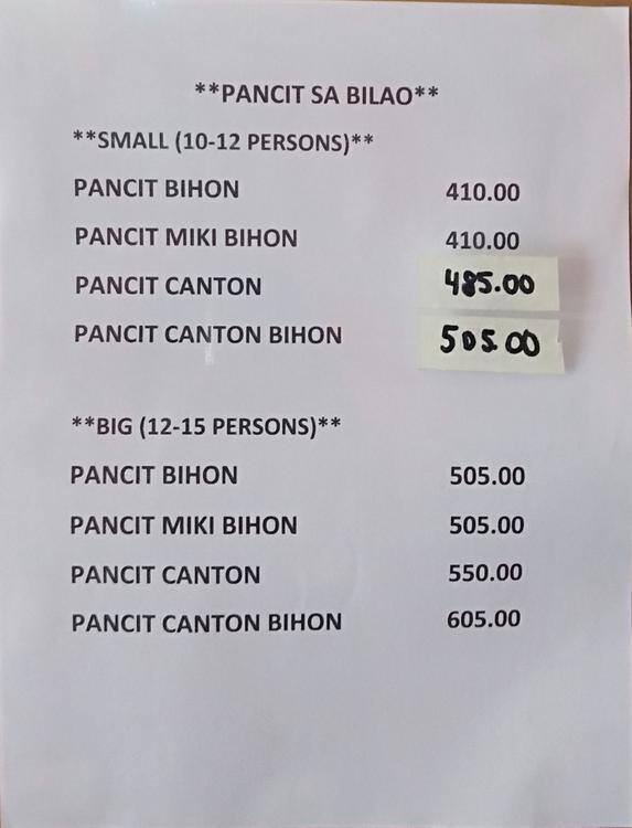 Menu at Topside restaurant, Makati