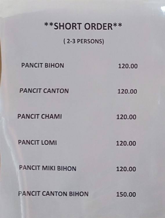 Menu at Topside restaurant, Makati