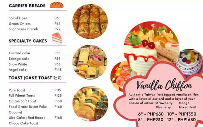 Carta de Formosa Bakeshop, Ciudad Quezon, 518 Banawe St