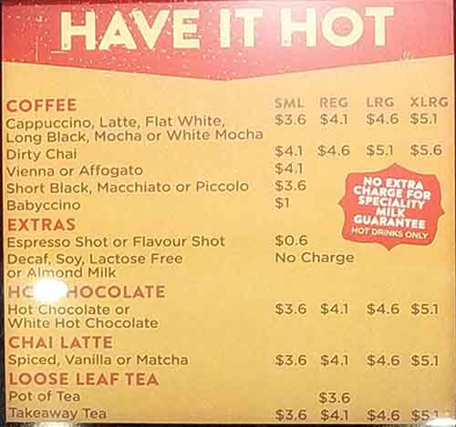 Menu at Mrs. Fields Bakery Café - Plenty Valley, Mill Park