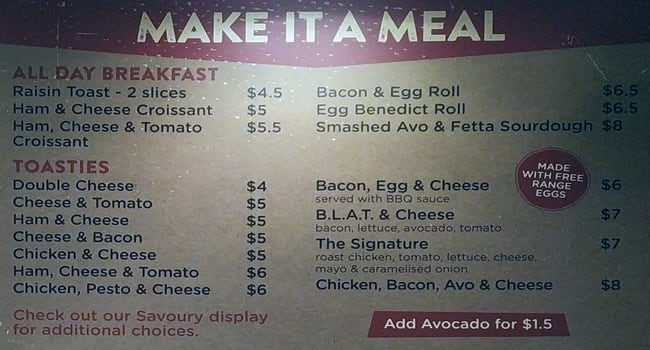 Menu at Mrs. Fields cafe, Ringwood Menu at Mrs. Fields cafe, Ringwood
